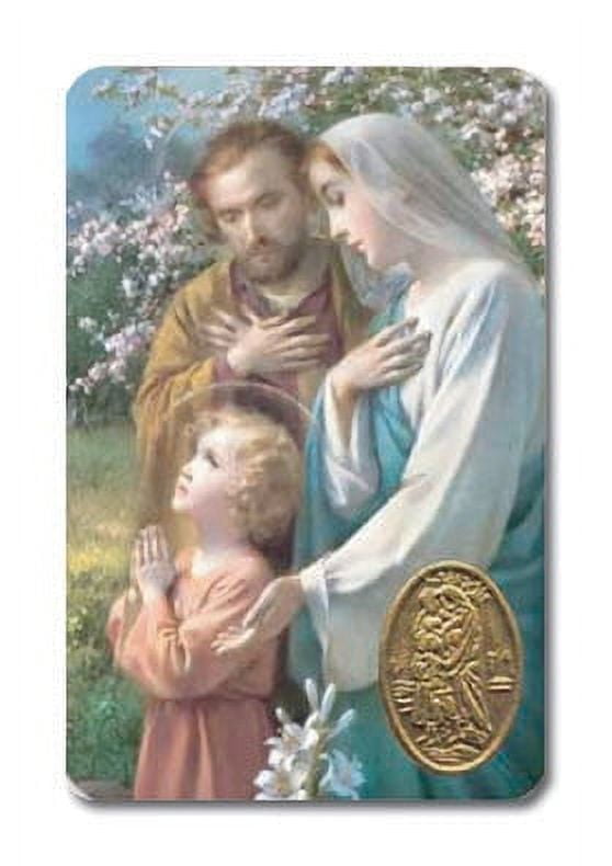 Holy Family Laminated Catholic Prayer Holy Card with Medal and Prayer ...