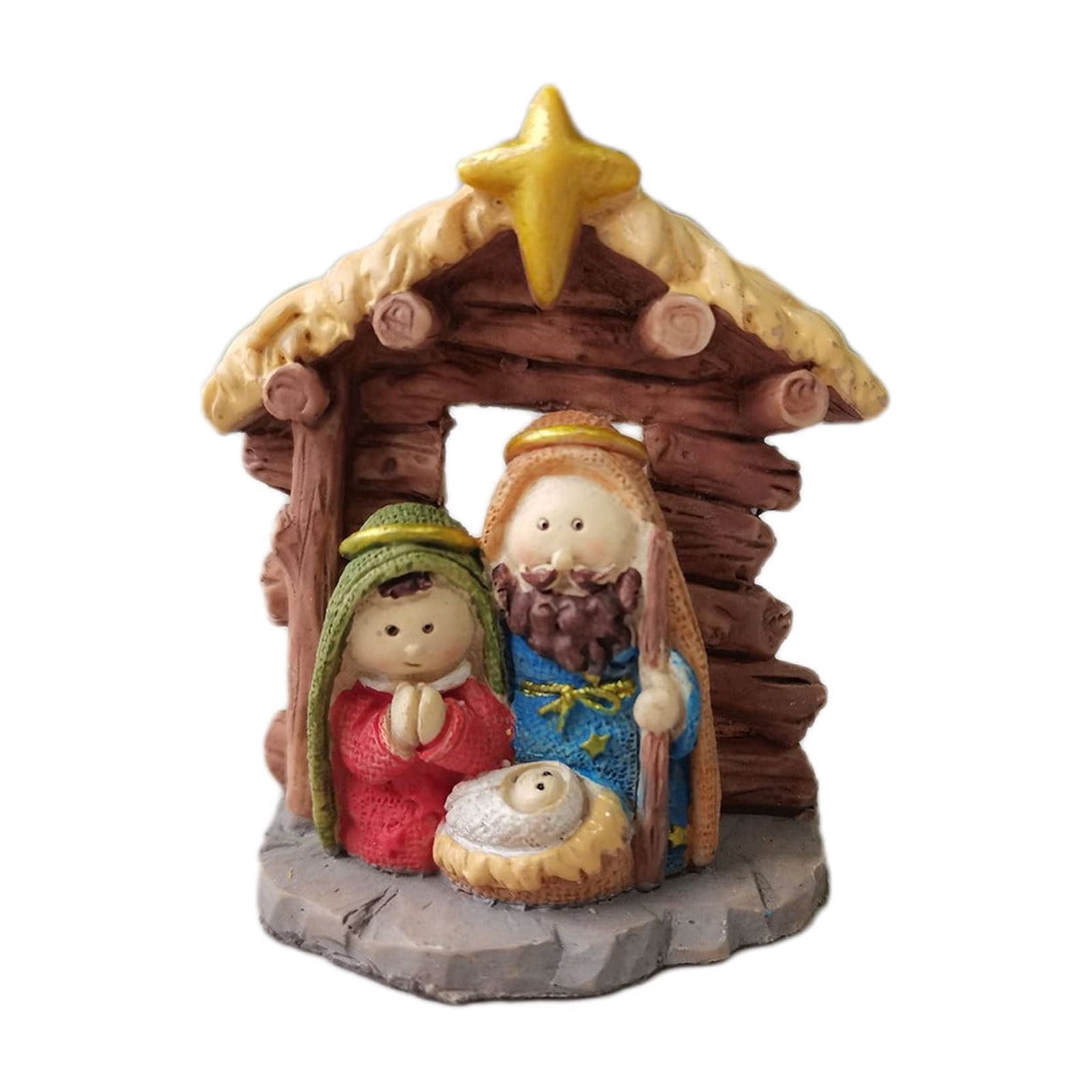 Holy Family Nativity Figurine Jesus Manger Scene Statue Miniature Mary ...