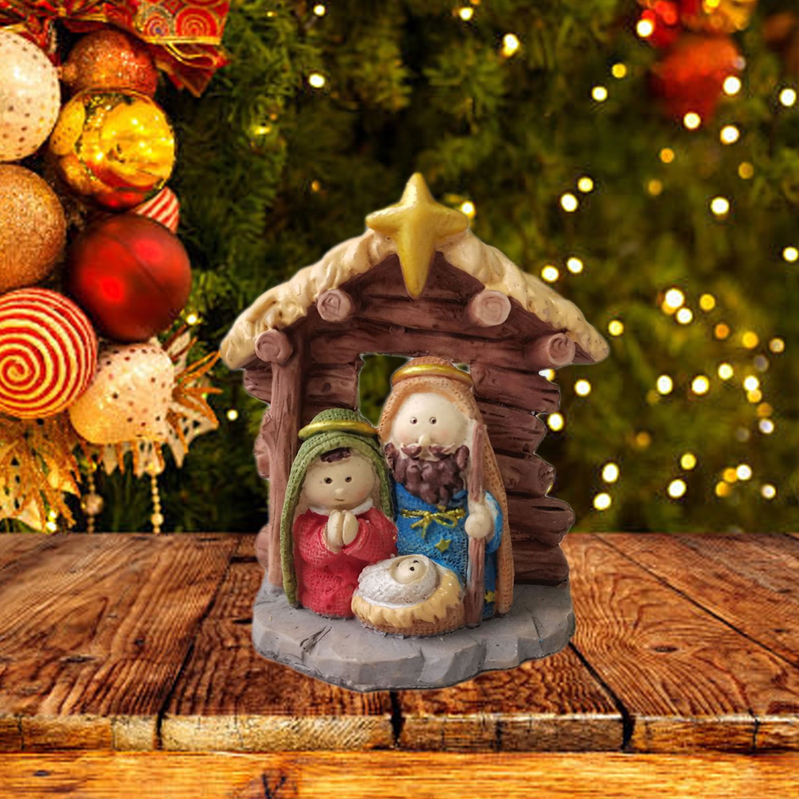 Holy Family Nativity Figurine Jesus Manger Scene Statue Miniature Mary ...