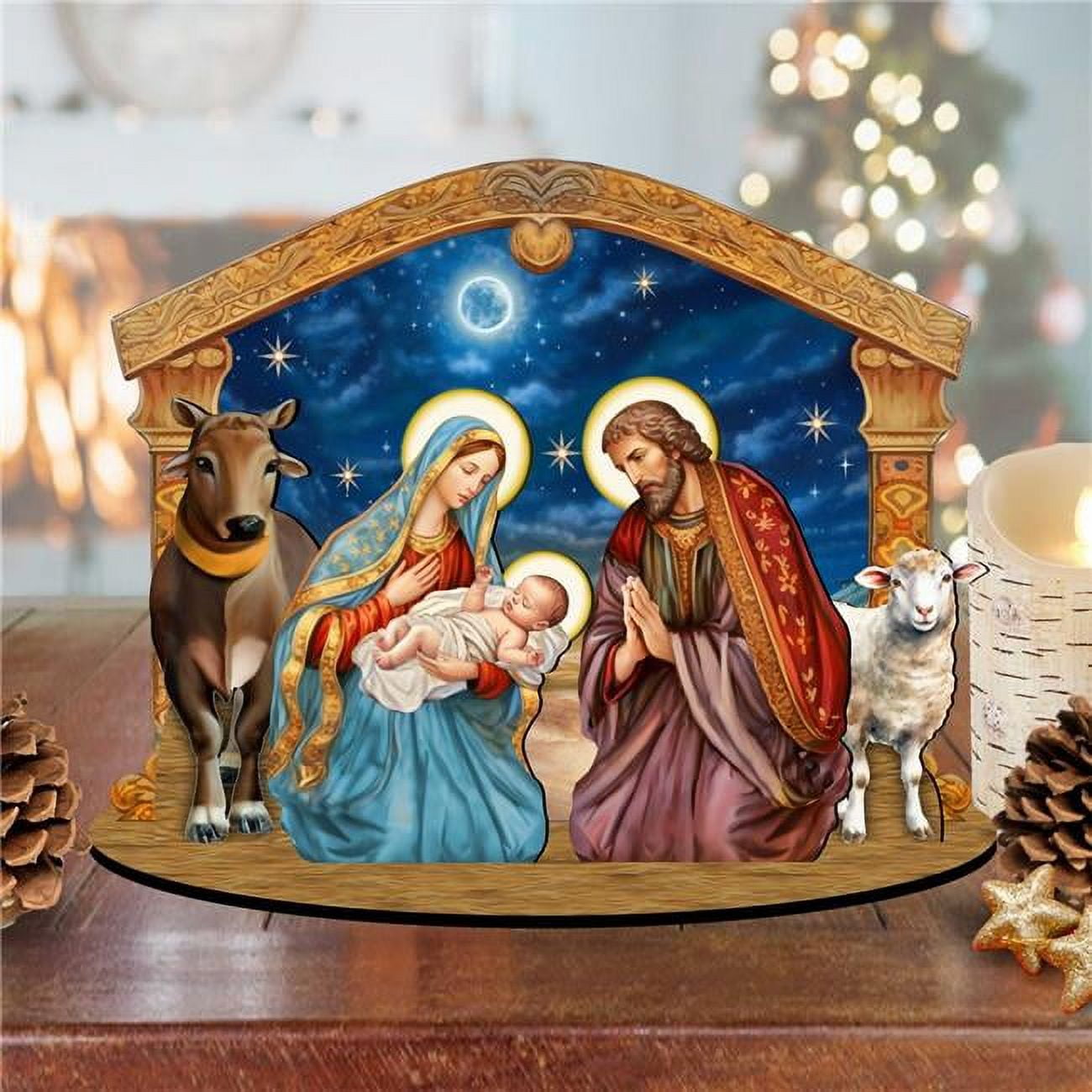 Holy Family Nativity Scene Decorative Village Eco Wood Set by G ...