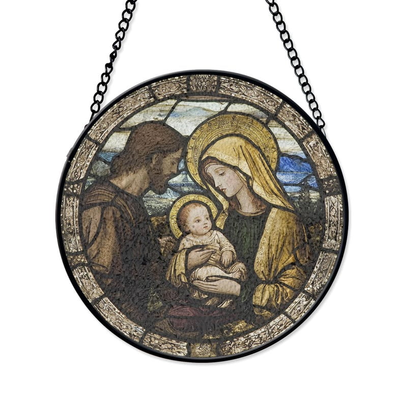 Holy Family Nativity Stained Glass Panel - Mary, Joseph, and Baby Jesus ...