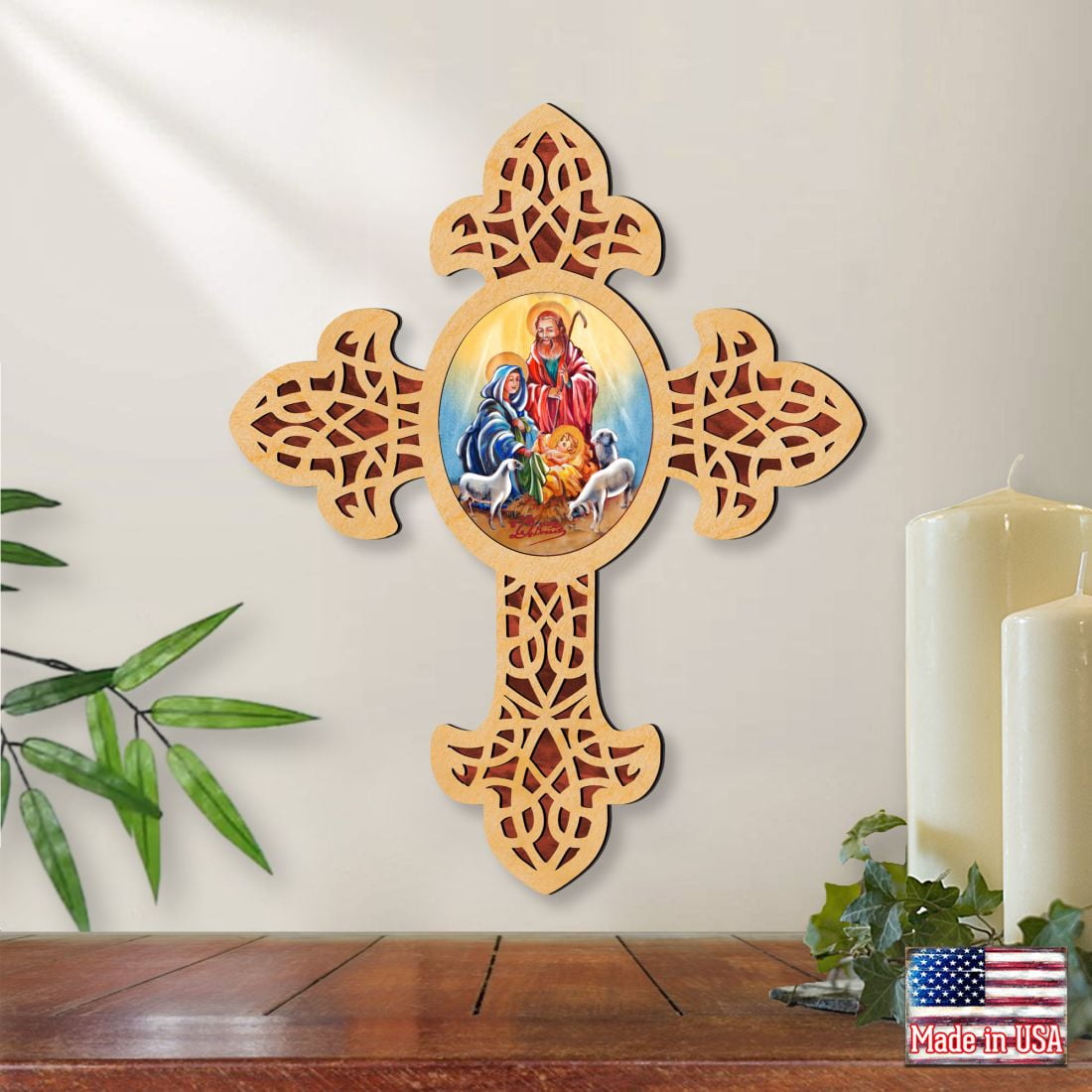 G. Debrekht 88350 Holy Family Pointy Wooden Cross by Museum Icons ...