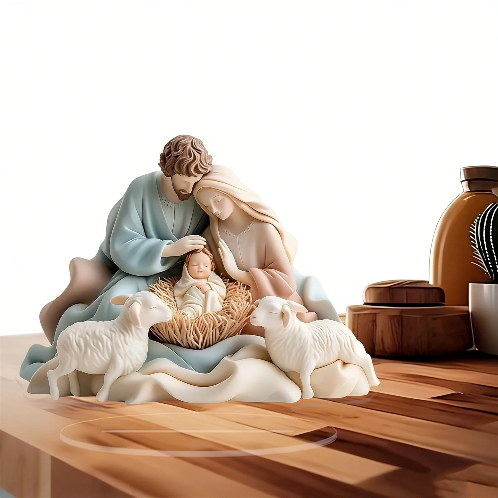 Holy Family Statue Catholic & Sagrada Familia Nativity Set - Home Altar ...