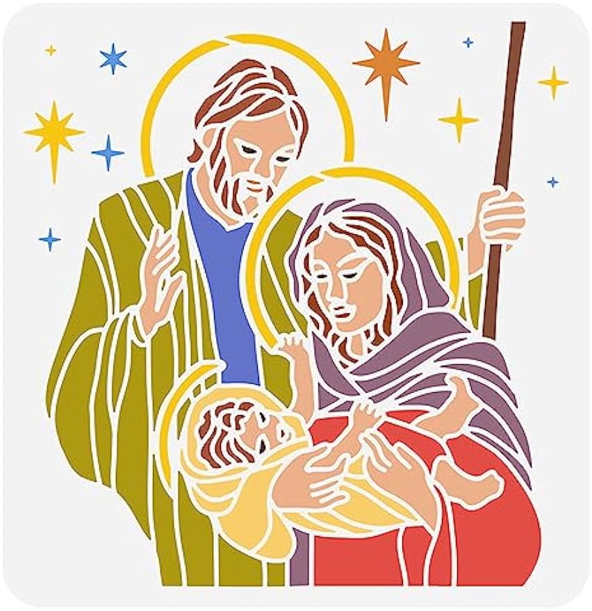 Holy Family Stencil 11.8x11.8 inch Christmas Nativity Scene Stencil ...