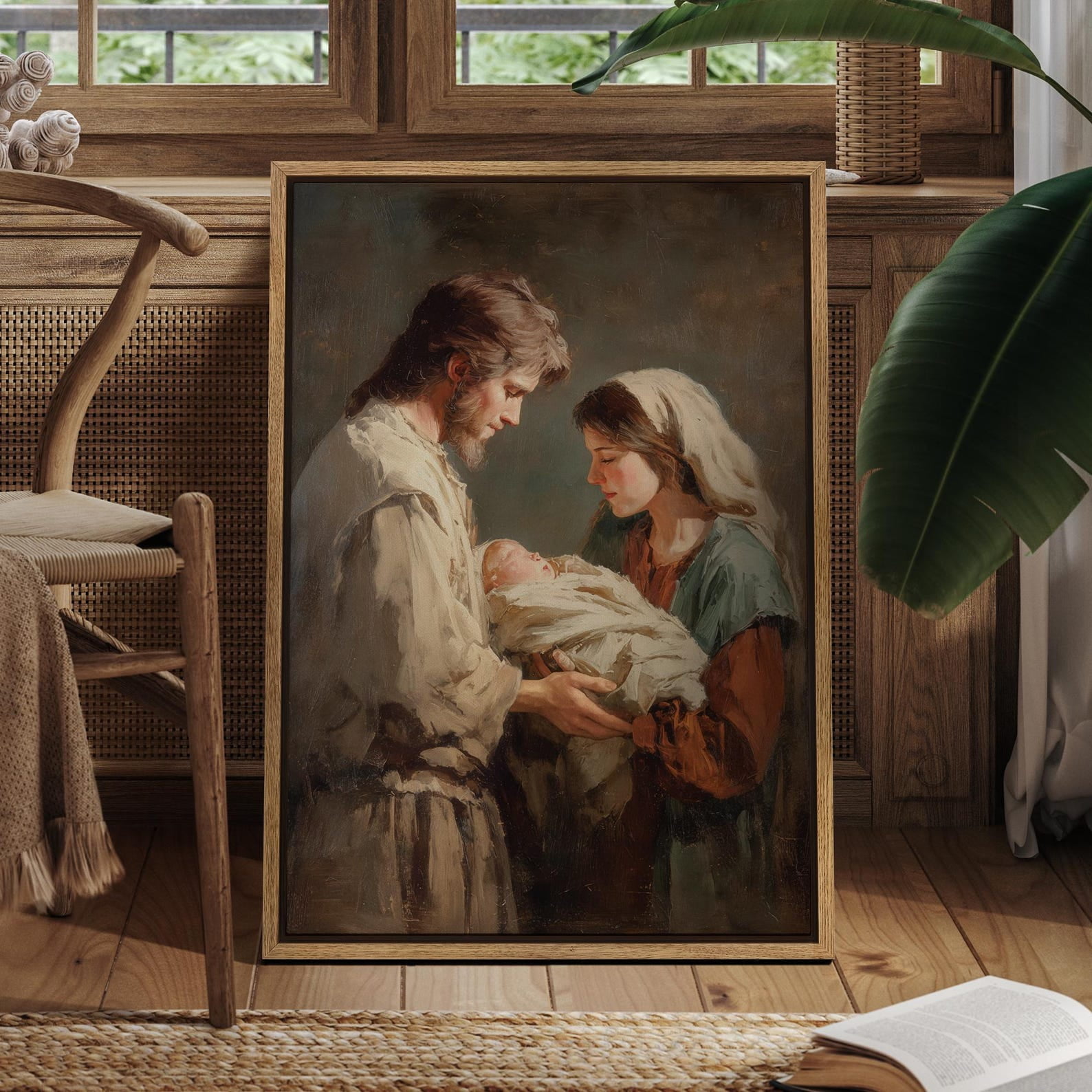 Holy Family Wall Art, Mary Joseph & Baby Jesus Nativity Canvas Print ...
