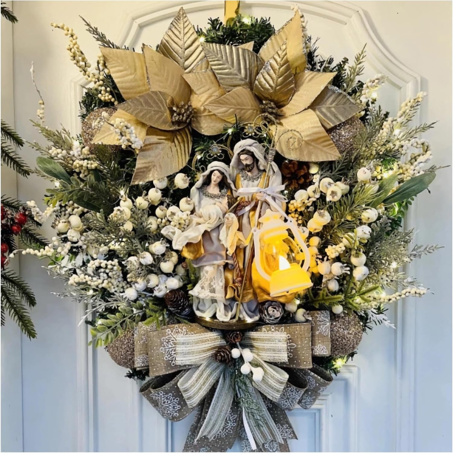 Holy Family Wreath Decorations 2025 New Lighted Nativity Scene ...