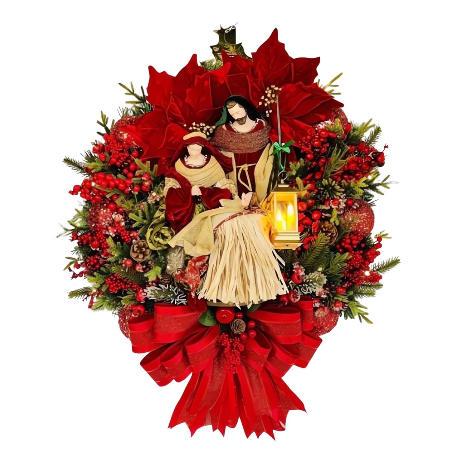 Holy Family Wreath Nativity Scene Christmas Wreath with Artifical Berry ...
