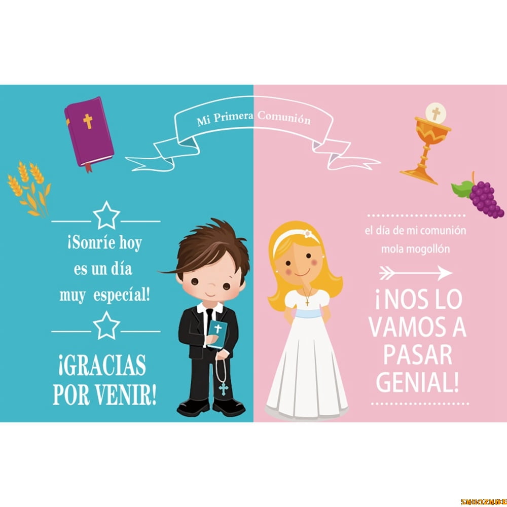 Holy First Communion Girl Boy Backdrop My Baptism God Bless Photography Baby Shower Photocall ...