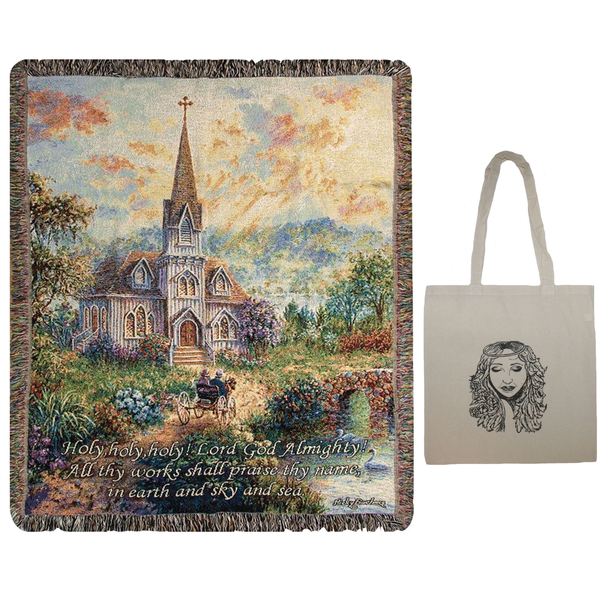 Holy, Holy, Holy 50" x 60" Inspirational Tapestry Throw Blanket & Angel ...