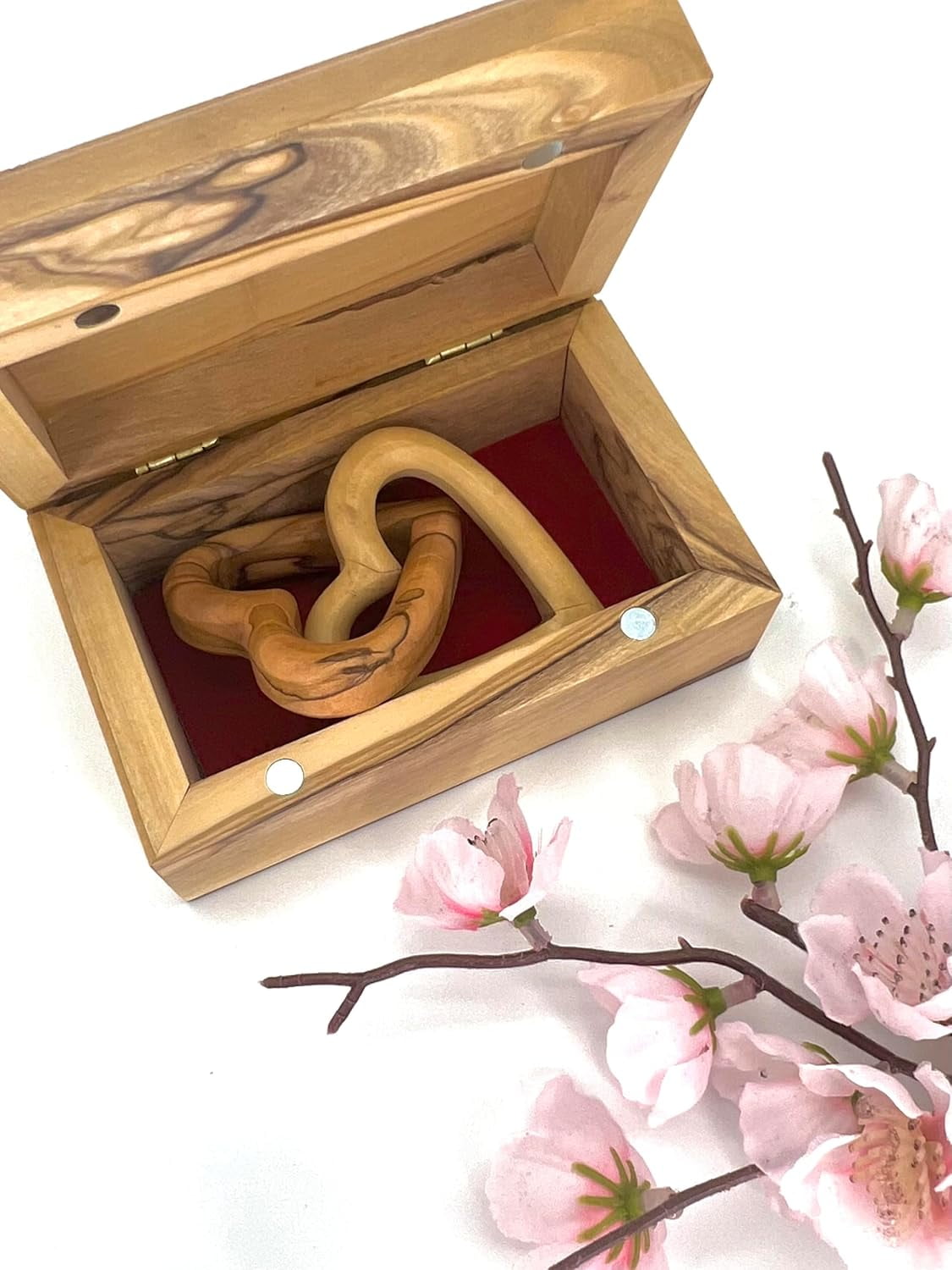 Holy Land Craft Interlocking Wood Hearts, Olive Wood Heart, Interlinked ...