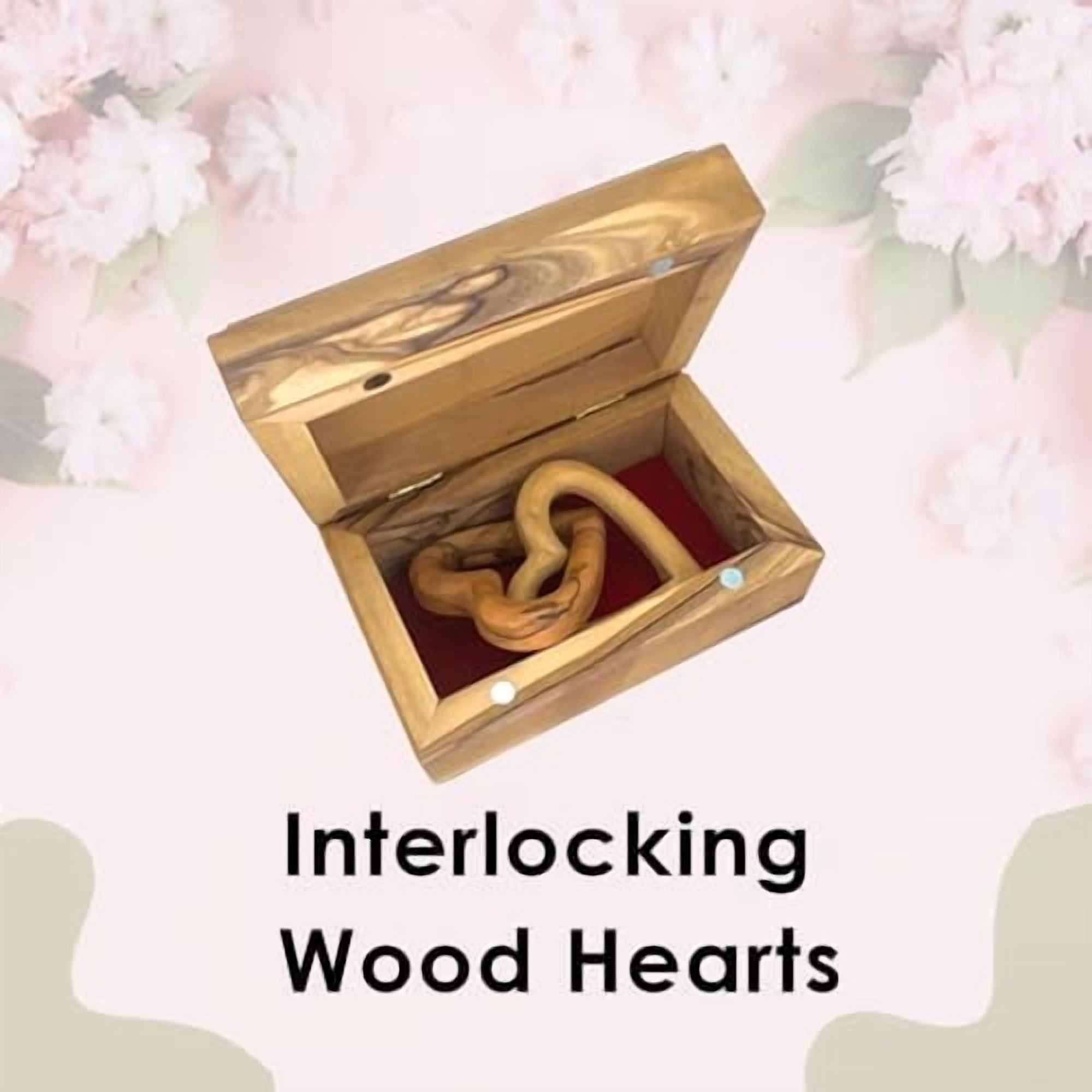 Holy Land Craft Interlocking Wood Hearts, Olive Wood Heart, Interlinked ...
