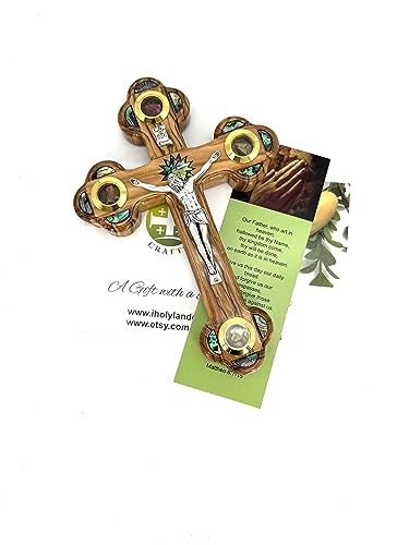 Holy Land Crafts Crucifix Wall Cross, 9 inch Olive Wood Cross with ...