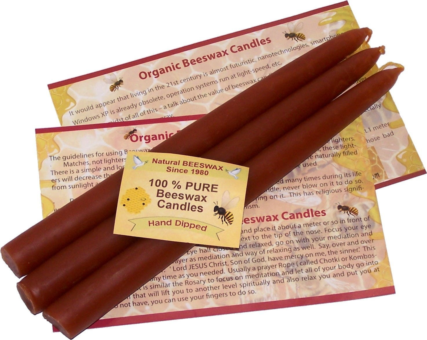 Holy Land Market 100% Beeswax 7-Hour Candles Organic Hand Made, 3/4 ...