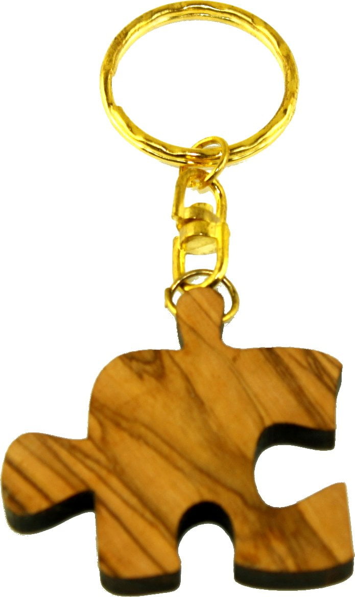 Holy Land Market Autism Puzzle Olive Wood Keys Chain or Ring - Family ...