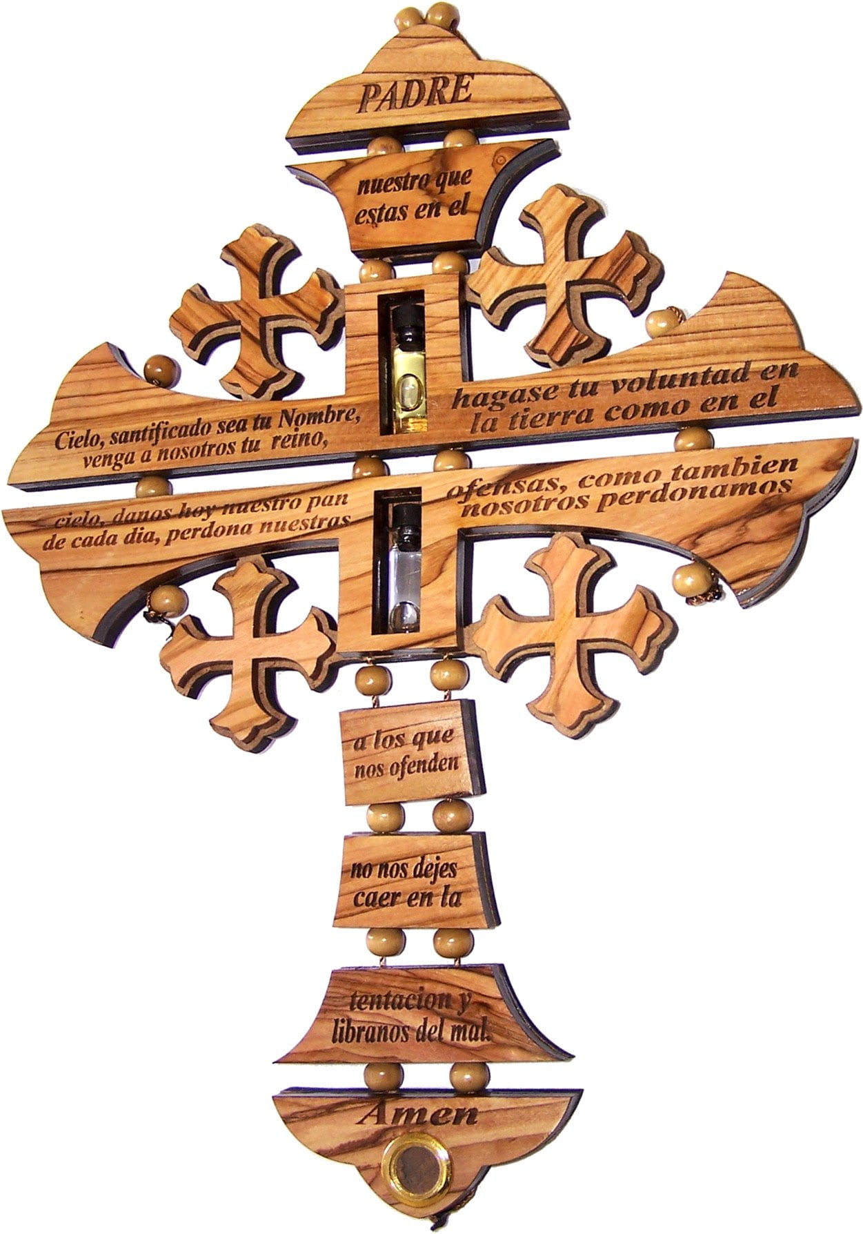 Holy Land Market Byzantine Olive Wood Cross with Spanish Lord Prayer ...