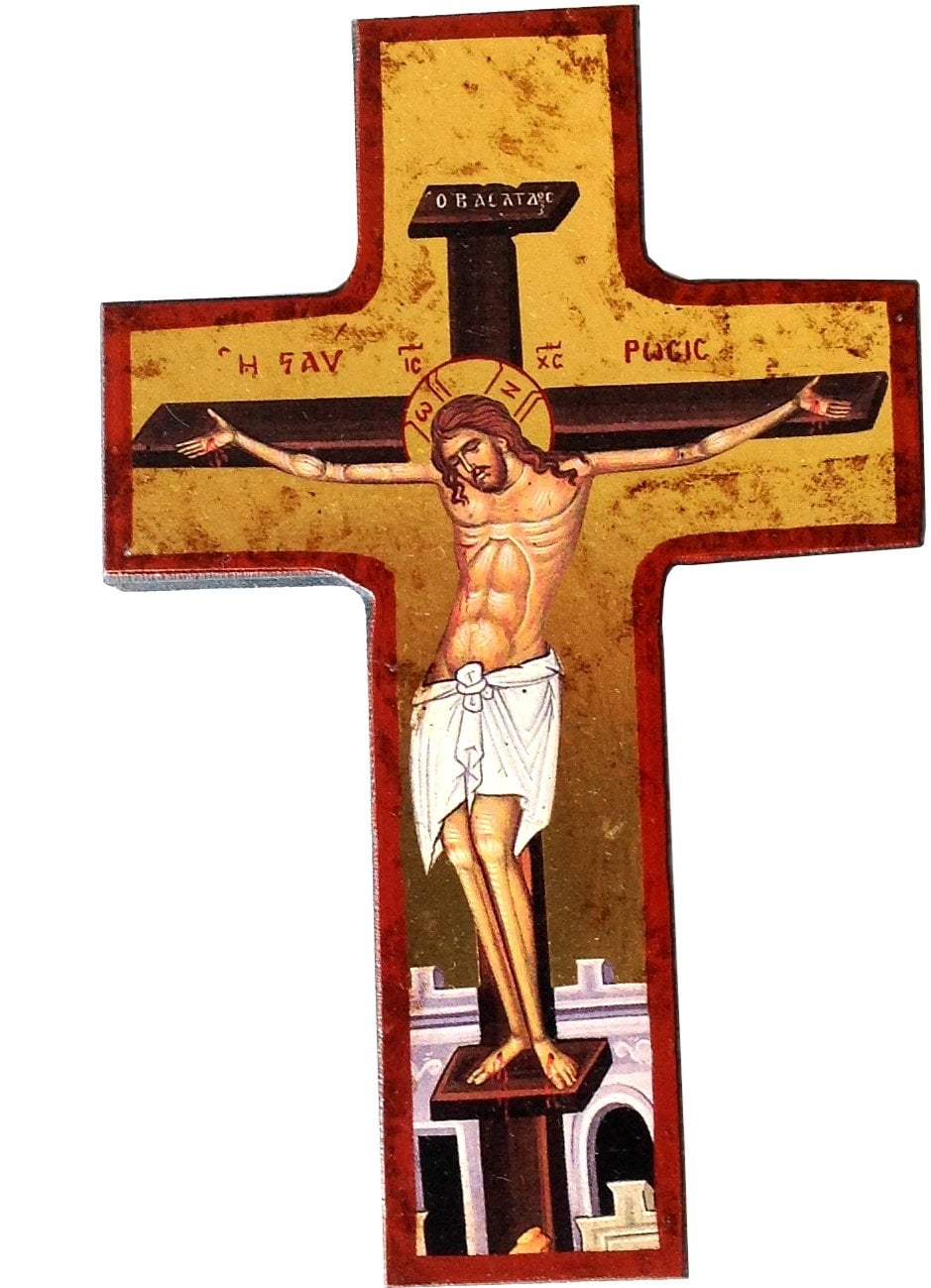 Holy Land Market Crucifixion Cross Icon with Sheets of Gold ...