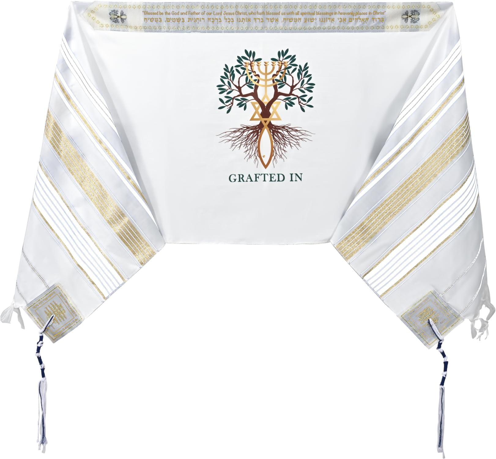 Holy Land Market Grafted IN - Messianic Christian Prayer Shawl/Tallit ...