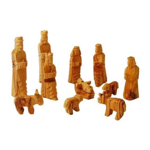 Holy Land Market Large Olive Wood Nativity Set 12 pcs with 3-D Animals ...