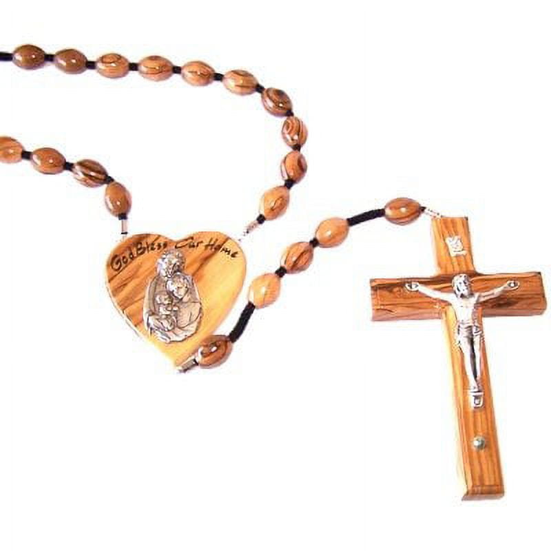 Holy Land Market Olive Wood Wall Hanging Rosary with Certificate and ...