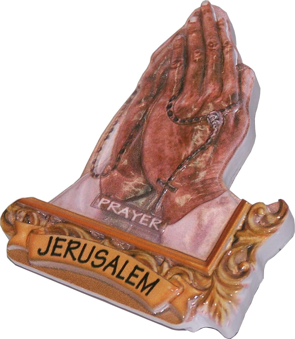 Holy Land Market Praying hands with Rosary 3-D colored ceramic magnet ...