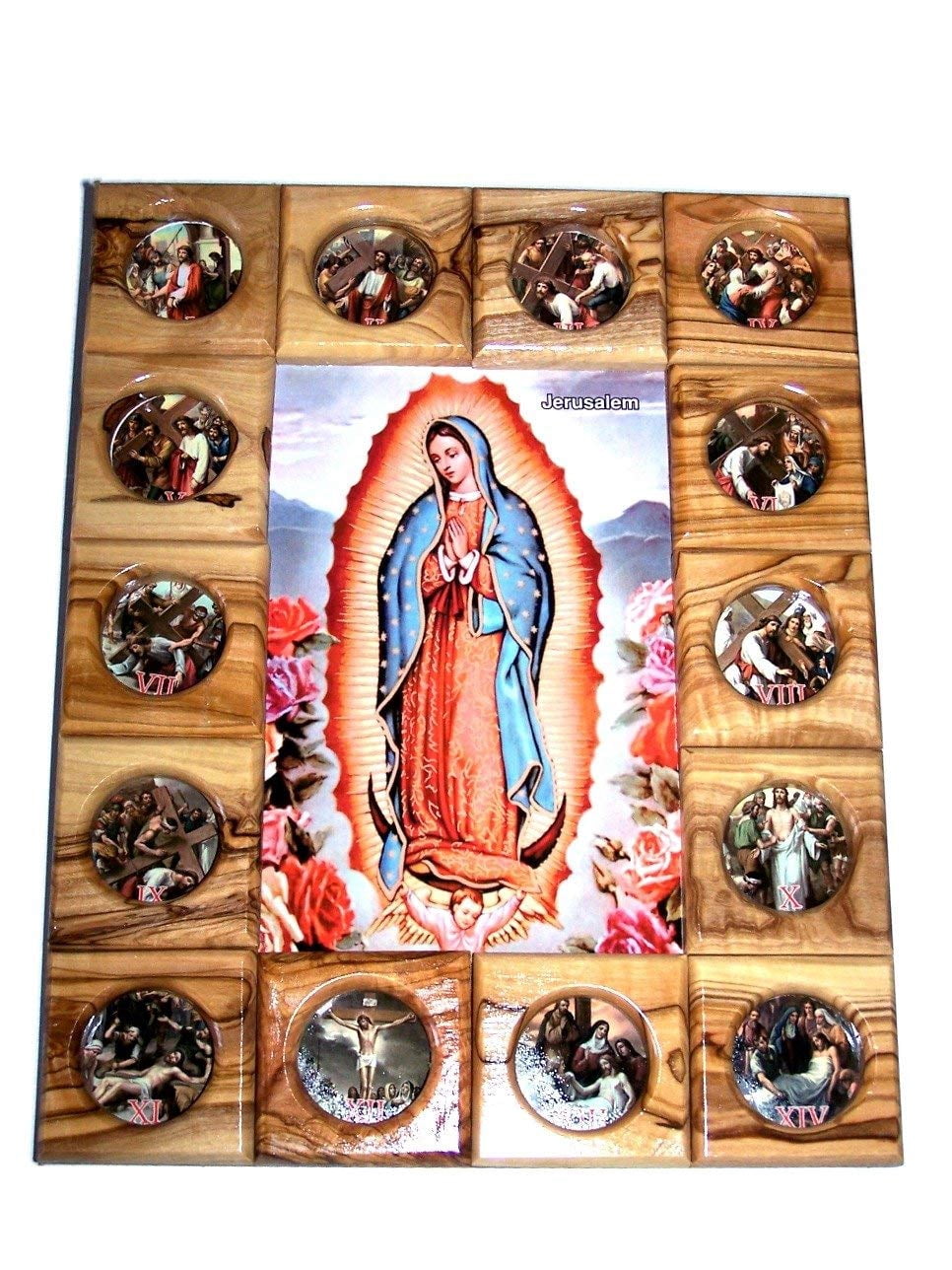 Holy Land Market Stations of The Cross Icon Plaque All in Olive Wood ...