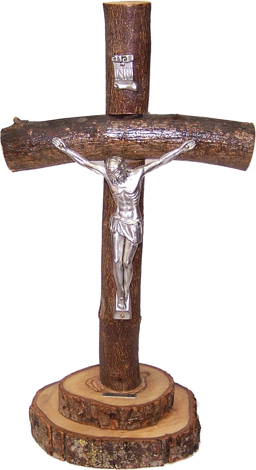Holy Land Market Table natural Olive wood Cross/Crucifix with with bark ...