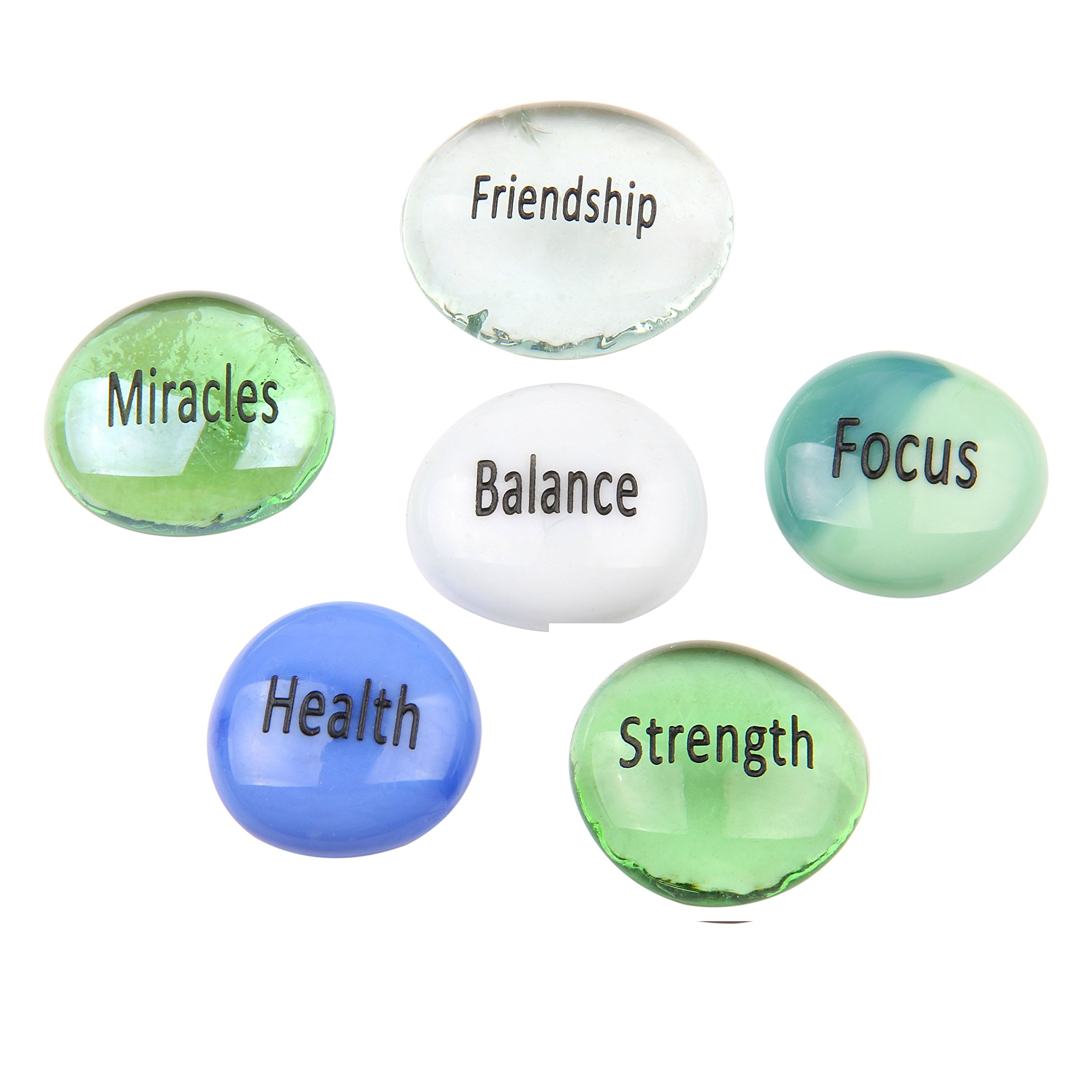 Holy Land Market Think Positive - Peace and Focus Engraved Glass Stones ...