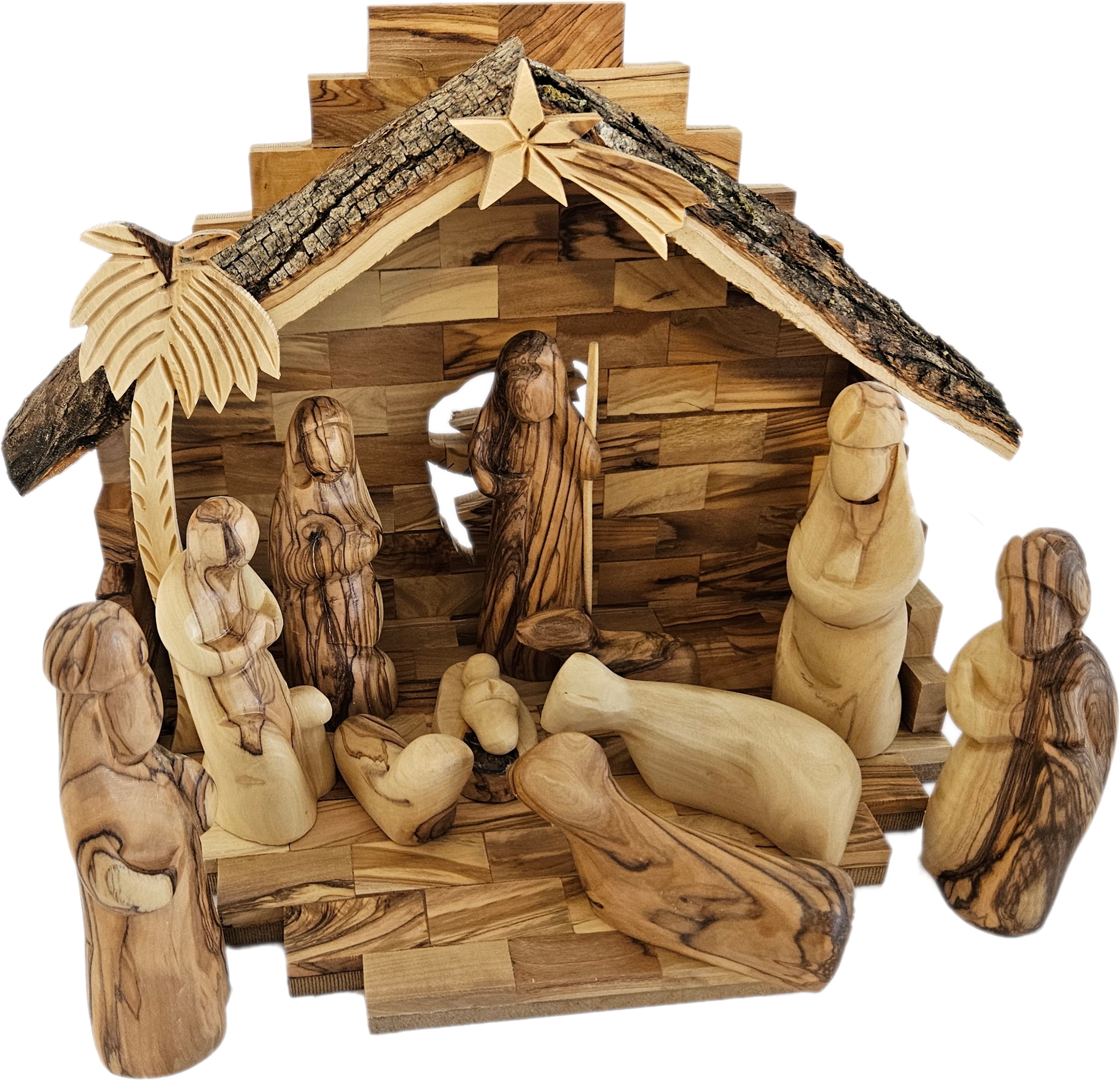 Holy Land Market Traditional Olive Wood Nativity Set - Antique Style ...