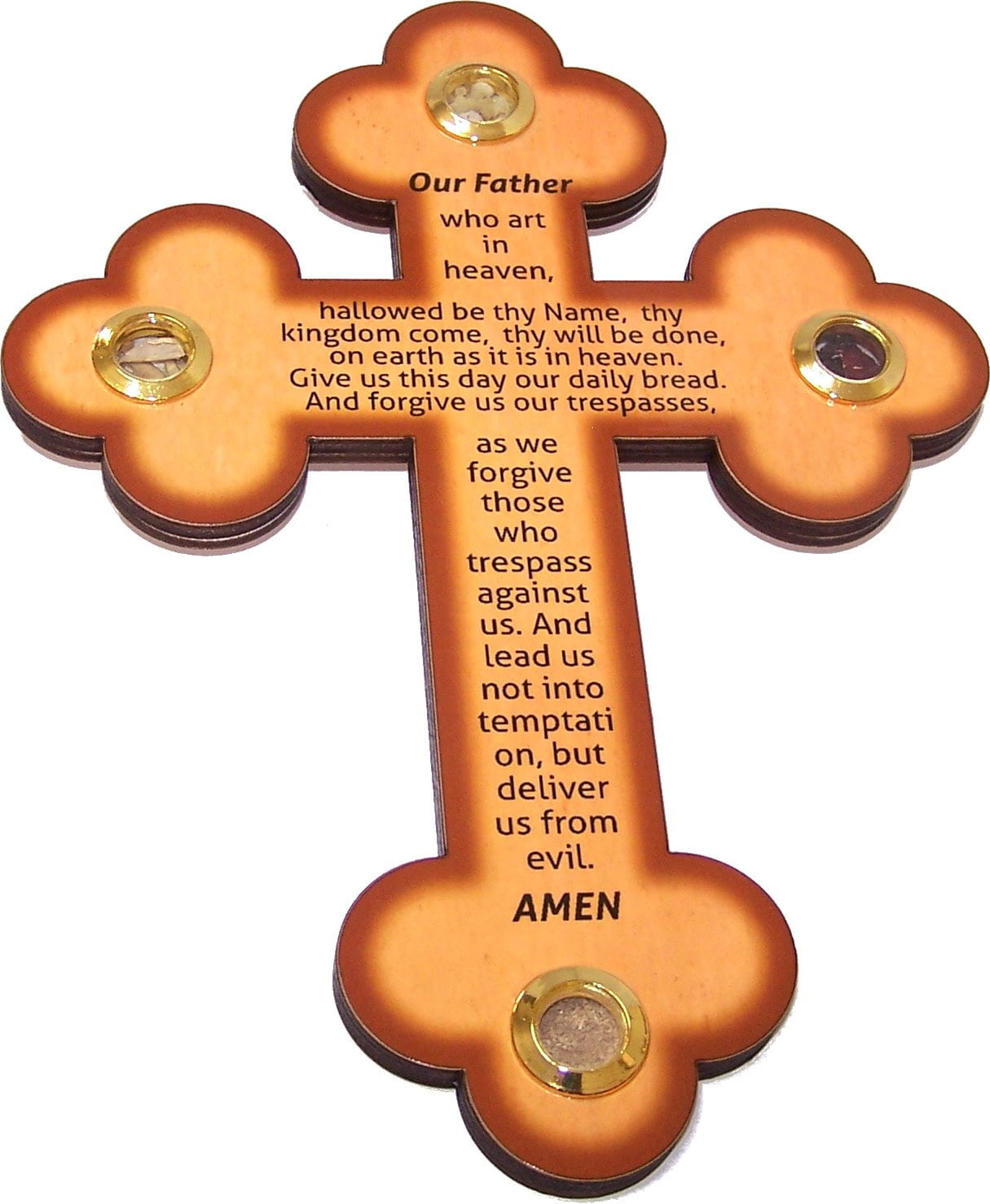 Holy Land Market Wooden Cross with Lord Prayer Art on top and 4 Samples ...