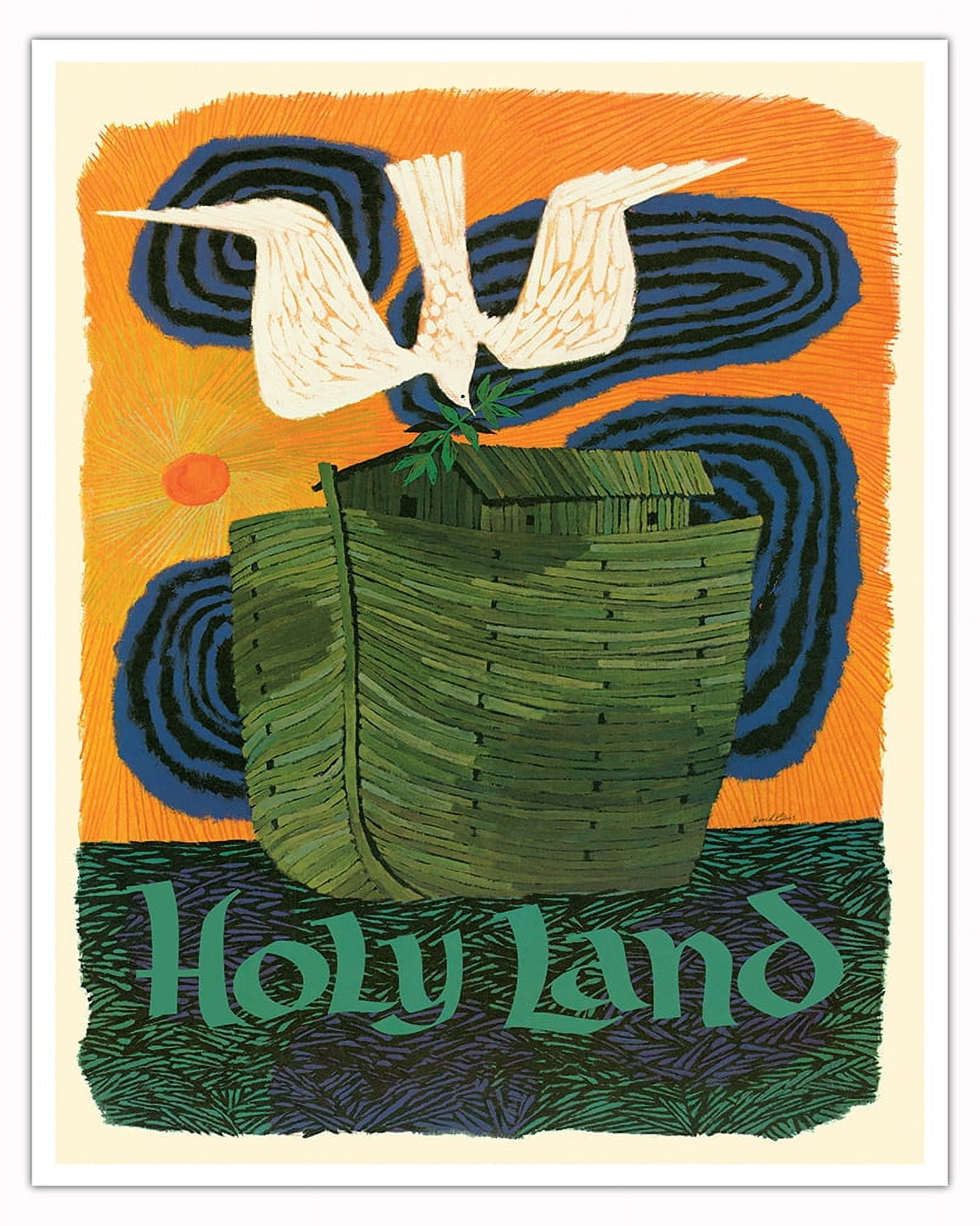 Holy Land Noah’s Ark - Vintage Airline Travel Poster by David Klein c ...