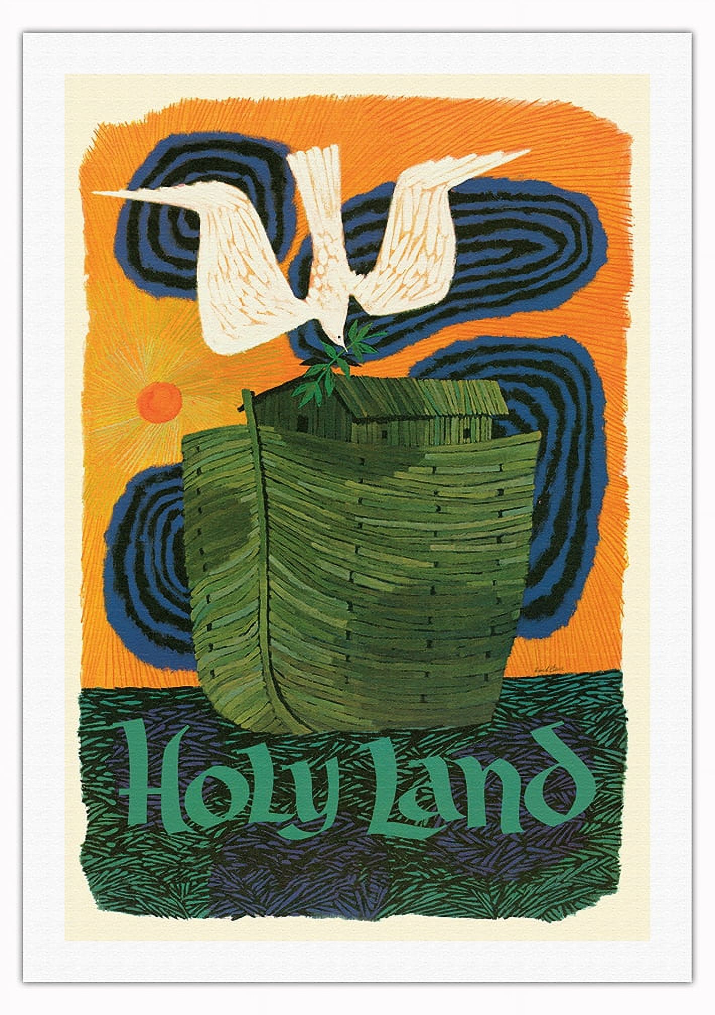 Holy Land Noah’s Ark - Vintage Airline Travel Poster by David Klein c ...