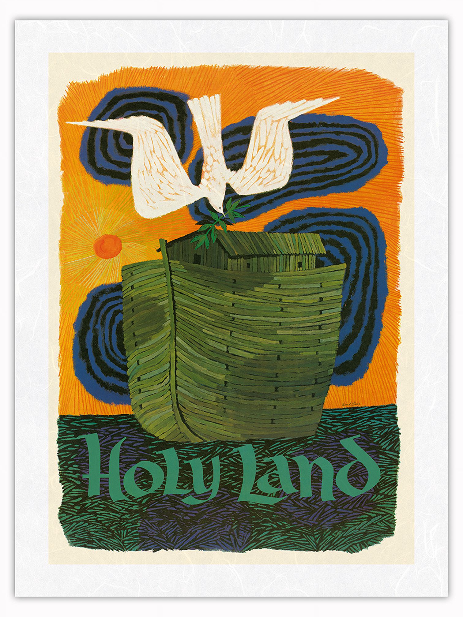 Holy Land Noah’s Ark - Vintage Airline Travel Poster by David Klein c ...