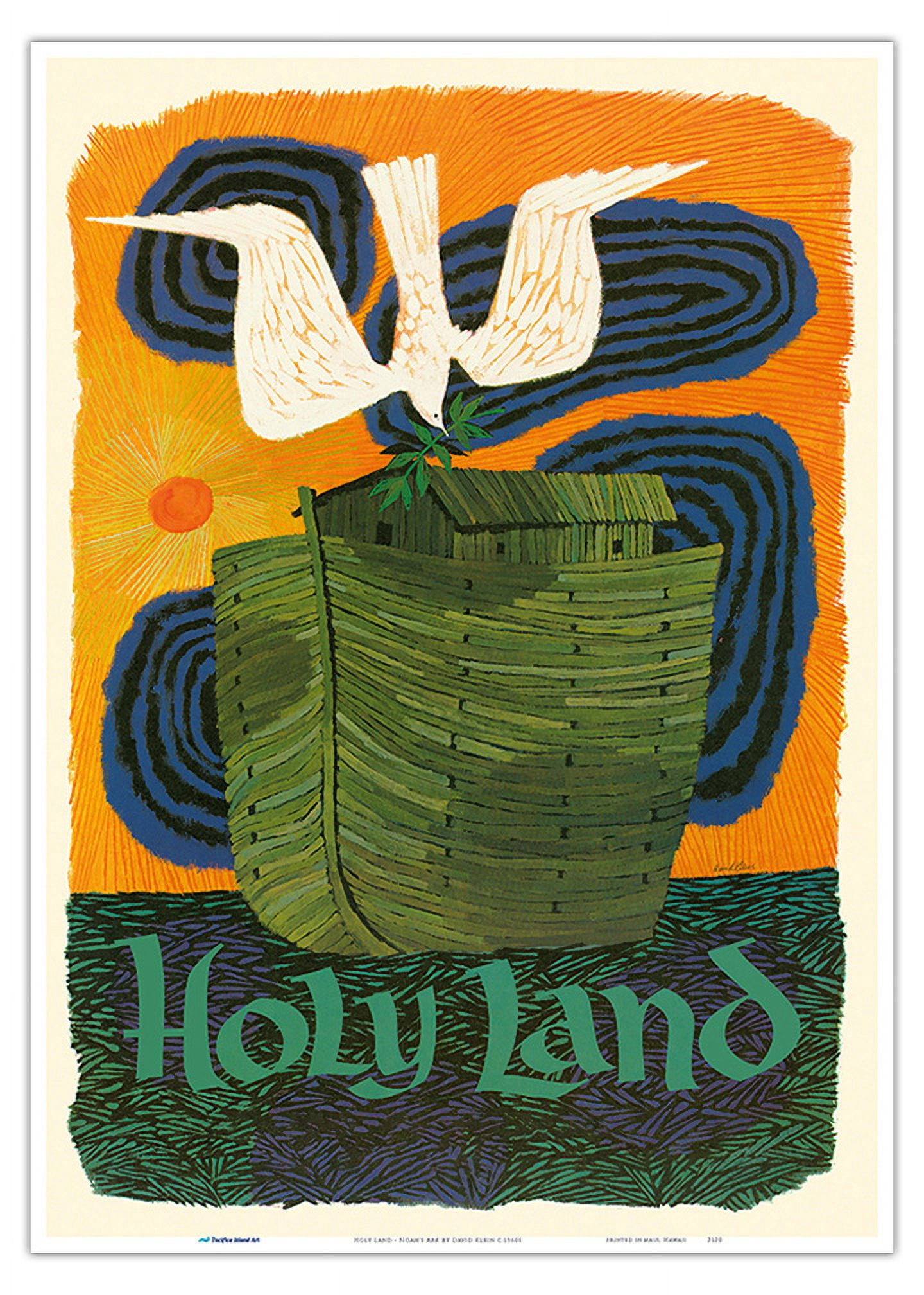 Holy Land Noah’s Ark - Vintage Airline Travel Poster by David Klein c ...