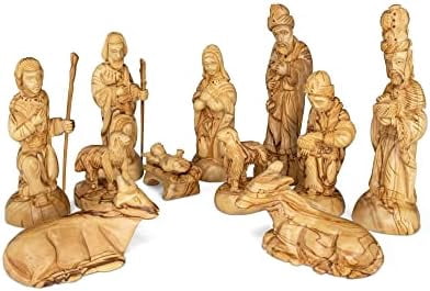 Holy Land Olive Wood Detailed Nativity Set from Israel, 12 Piece Unique ...