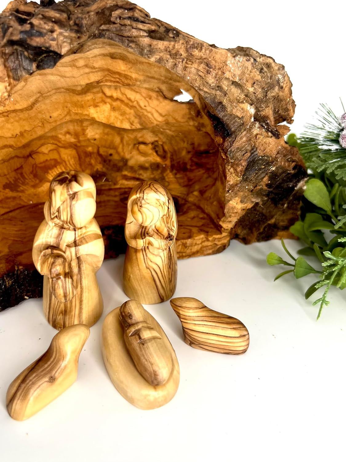 Holy Land Olive Wood Nativity Set Carved inside an Olive Tree Branch ...