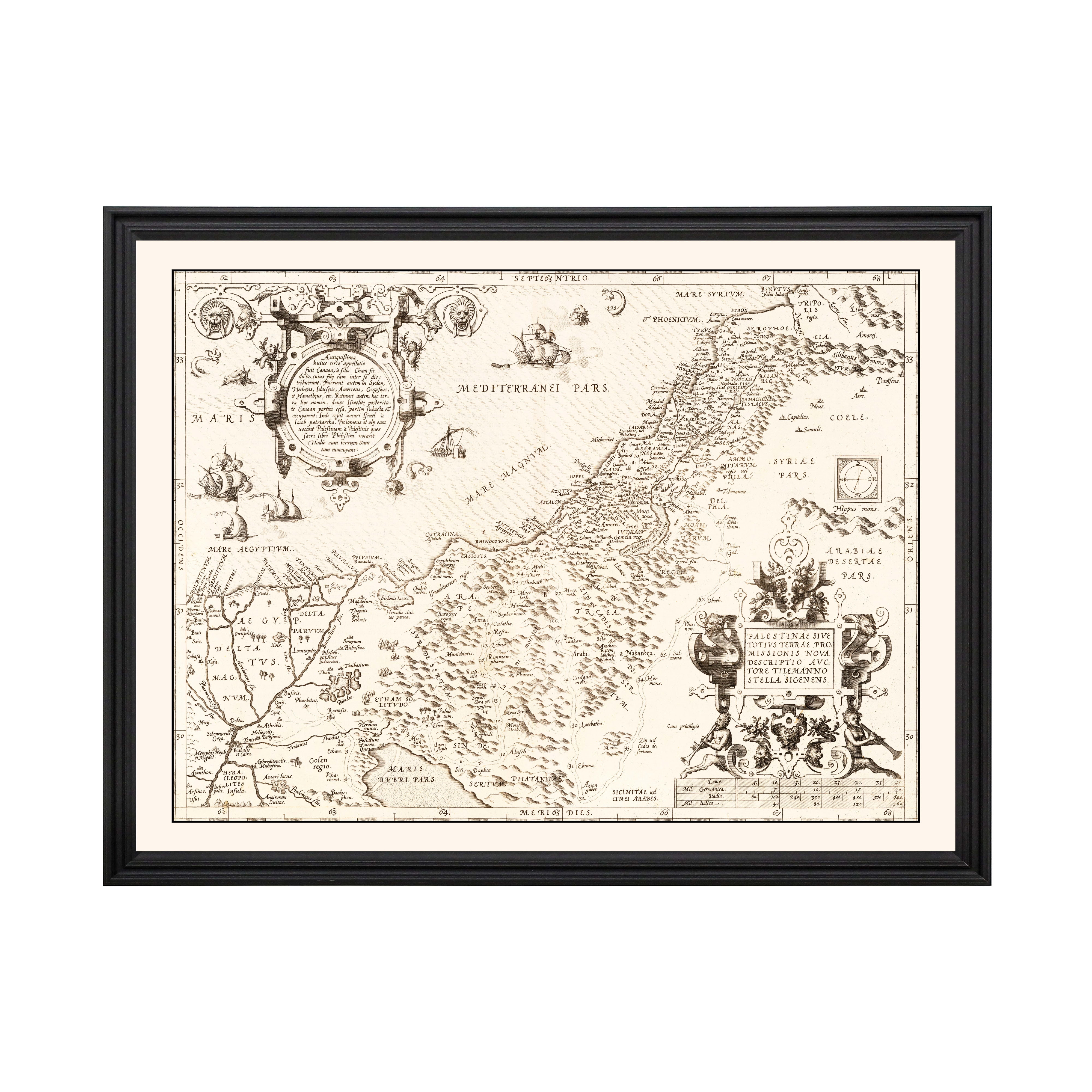 The Holy Lands Palestine, Israel, Egypt Art, 1570 Vintage Map of The ...