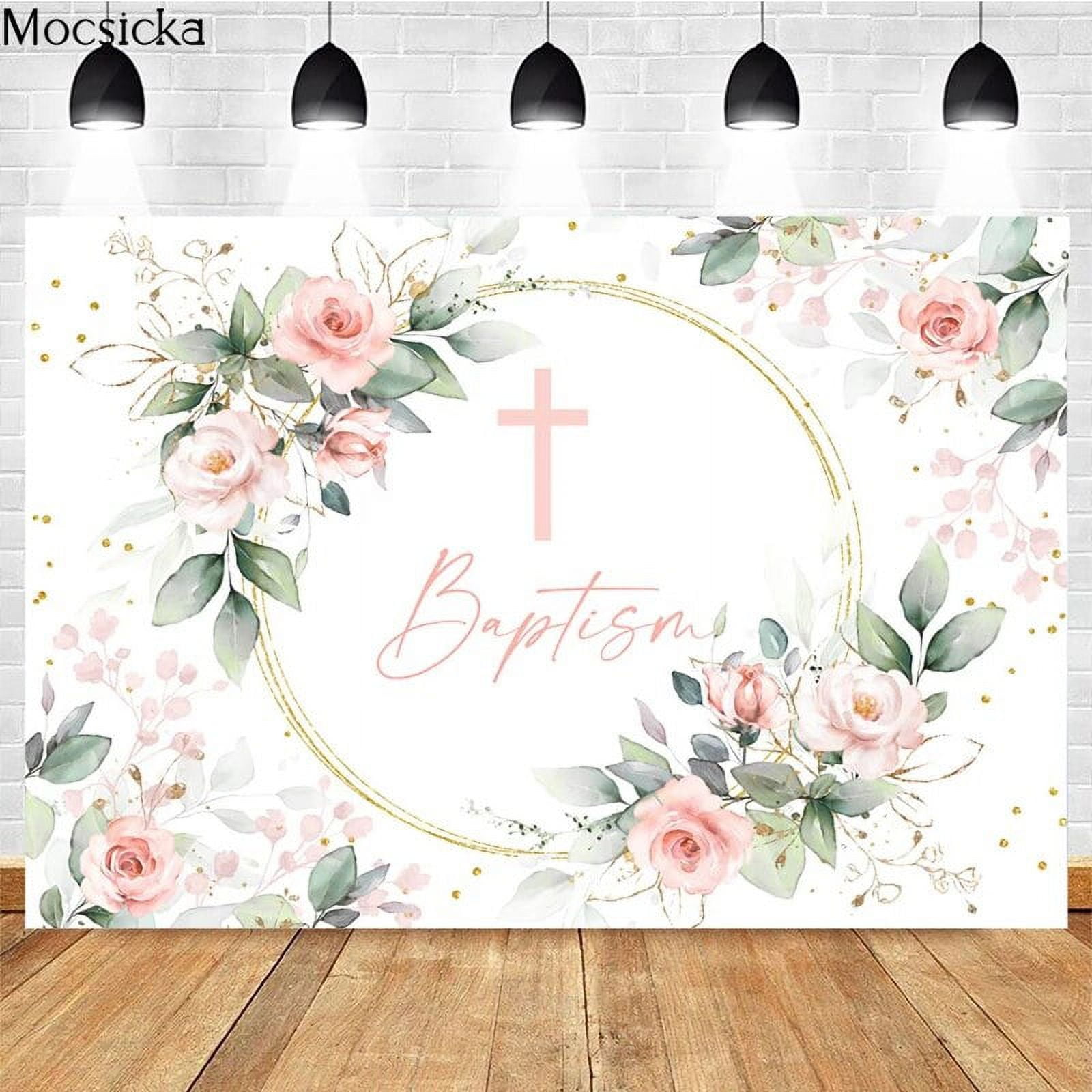 Holy Light Baptism Photography Background Garland Cross Decoration ...