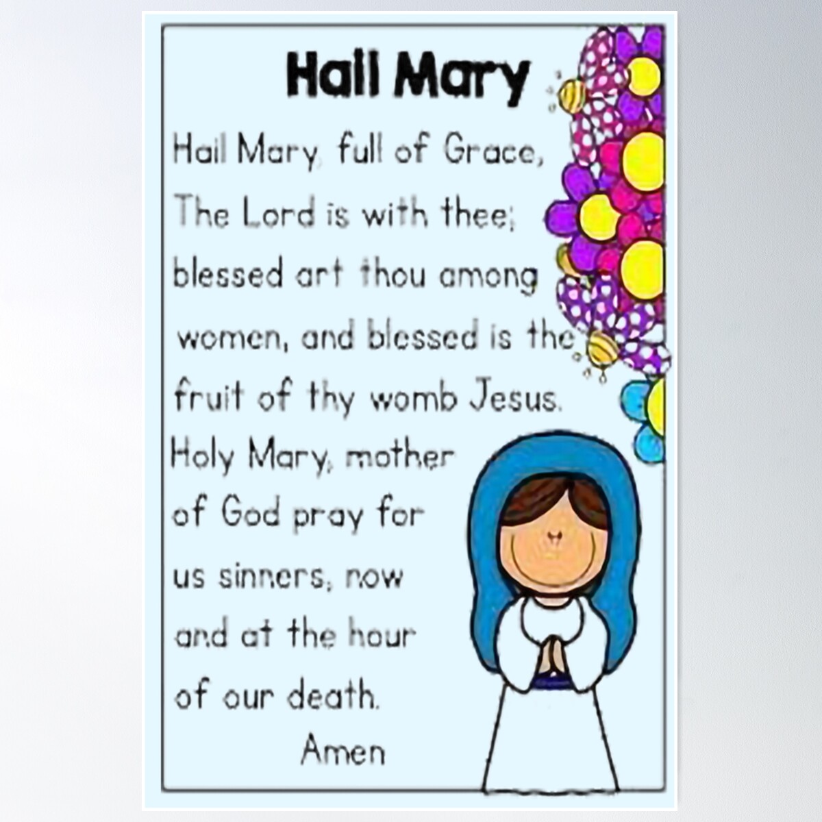 Holy Mary, Daily Prayer Poster Wall Art, Modern Wall Decor For Living ...