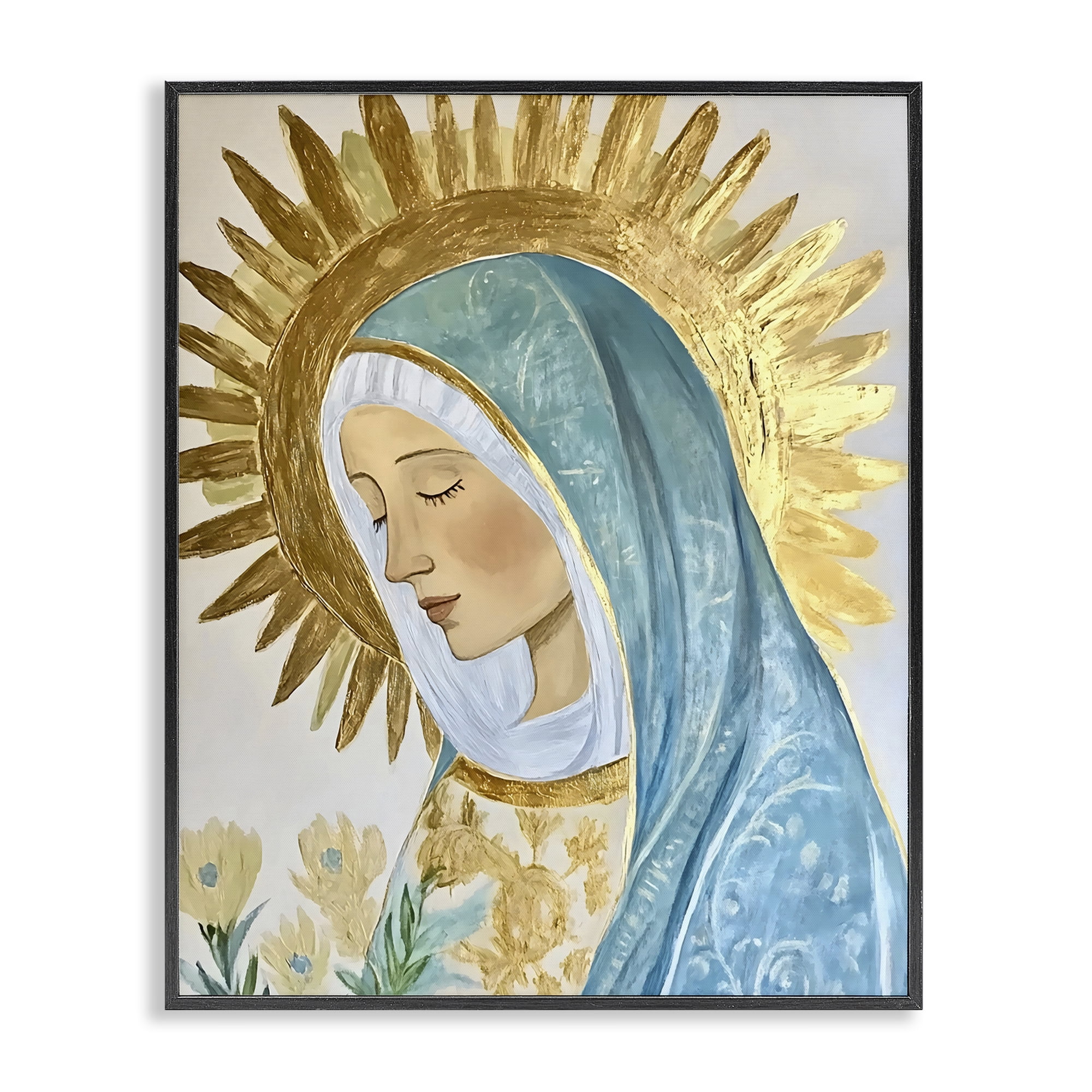 Holy Mary In Gold Black Framed Giclee Art, design by Franklyn Gregory ...