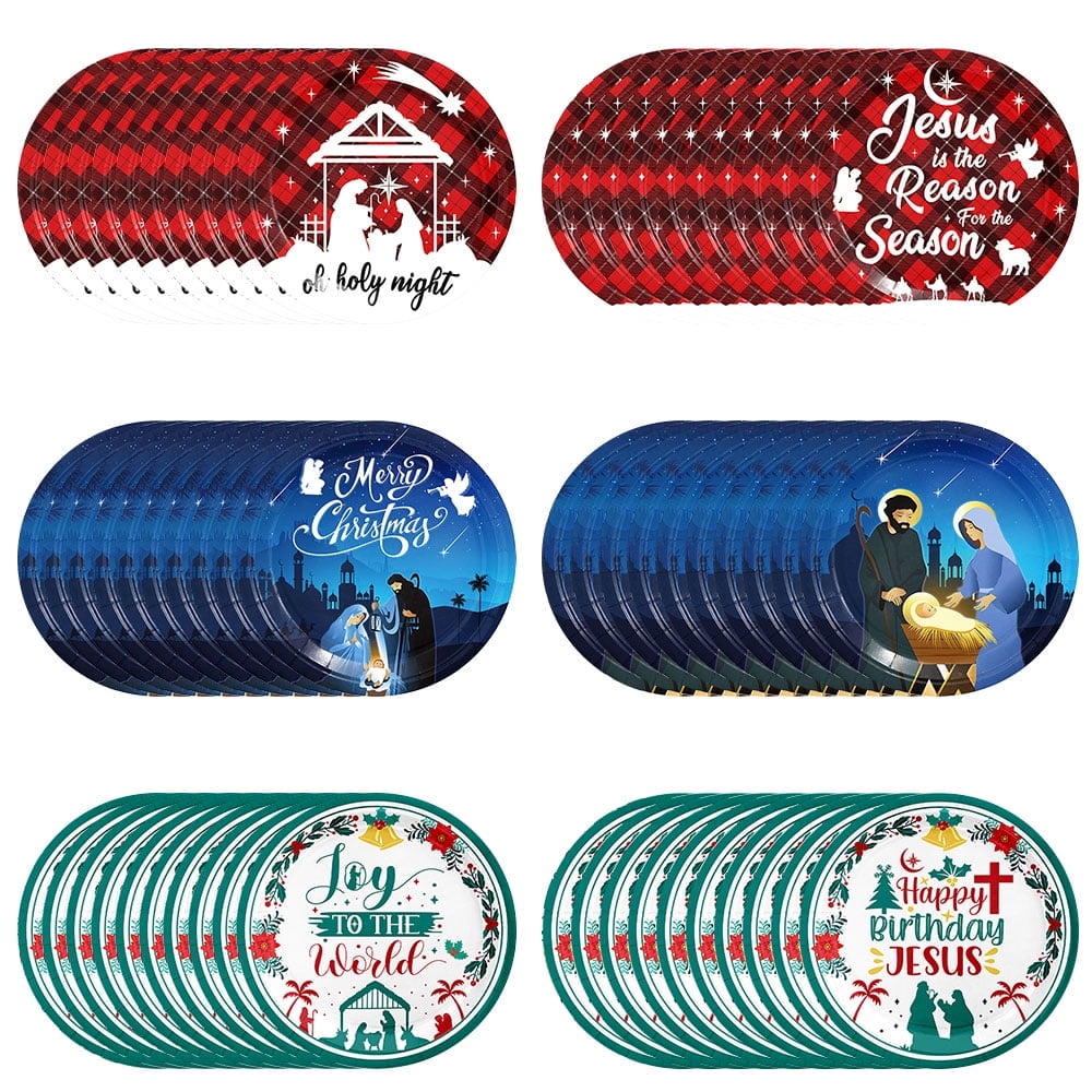 Holy Nativity Christmas Paper Plates Manger Scene Religious Jesus Is ...