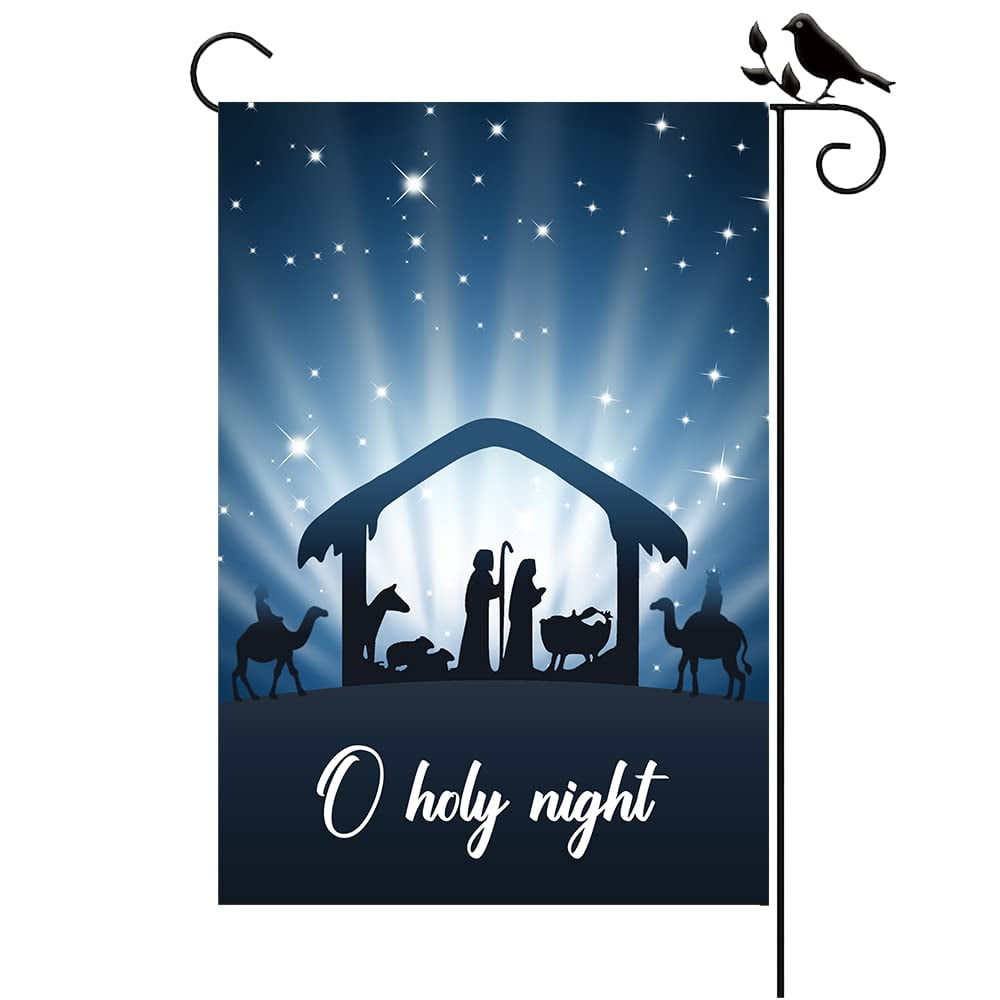 Holy Night Garden Flag Nativity Scene Yard Flags Double-Side Believe ...