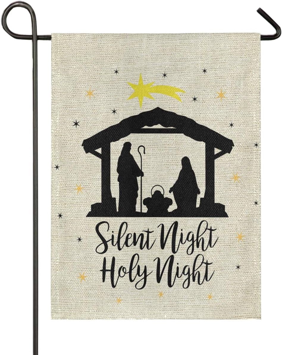 Holy Night Nativity Manger Scene Garden Flag Double Sided Traditional ...