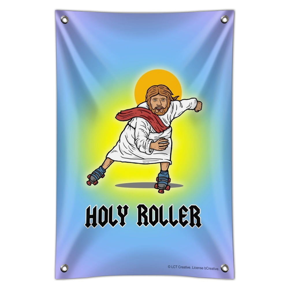 Holy Roller Jesus Roller Skating Funny Humor Home Business Office Sign ...