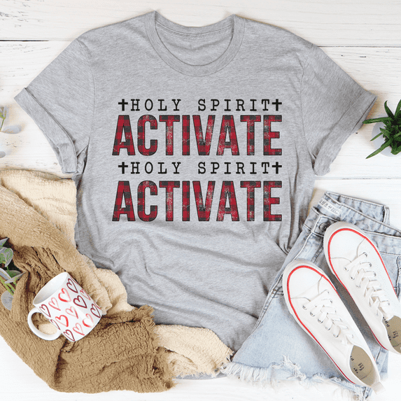 Holy Spirit Activate Tee Dark Grey Heather S Peachy Sunday T-Shirt ...