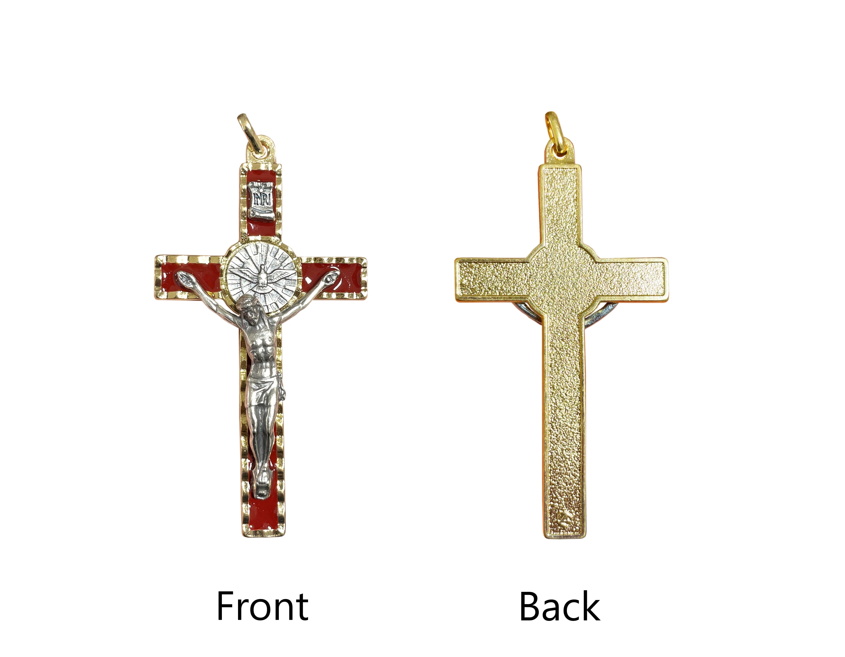 Holy Spirit Crucifix with red enamel, gold tone 3.0" - Walmart Business ...