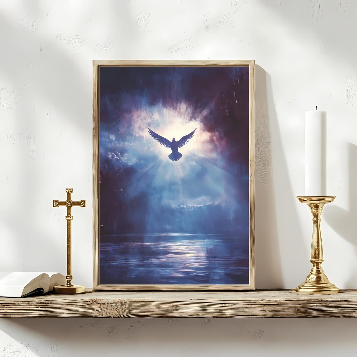 Holy Spirit Dove Art, Christian Baptism Print, Peaceful Bible Verse ...