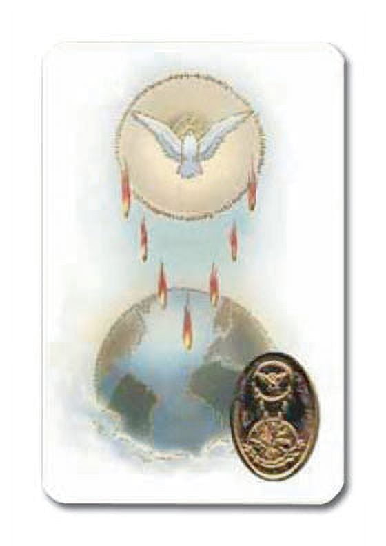 Holy Spirit Laminated Catholic Prayer Holy Card with Medal and Prayer ...