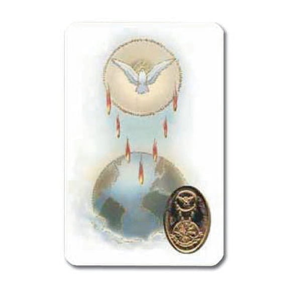 Holy Spirit Laminated Catholic Prayer Holy Card with Medal and Prayer ...