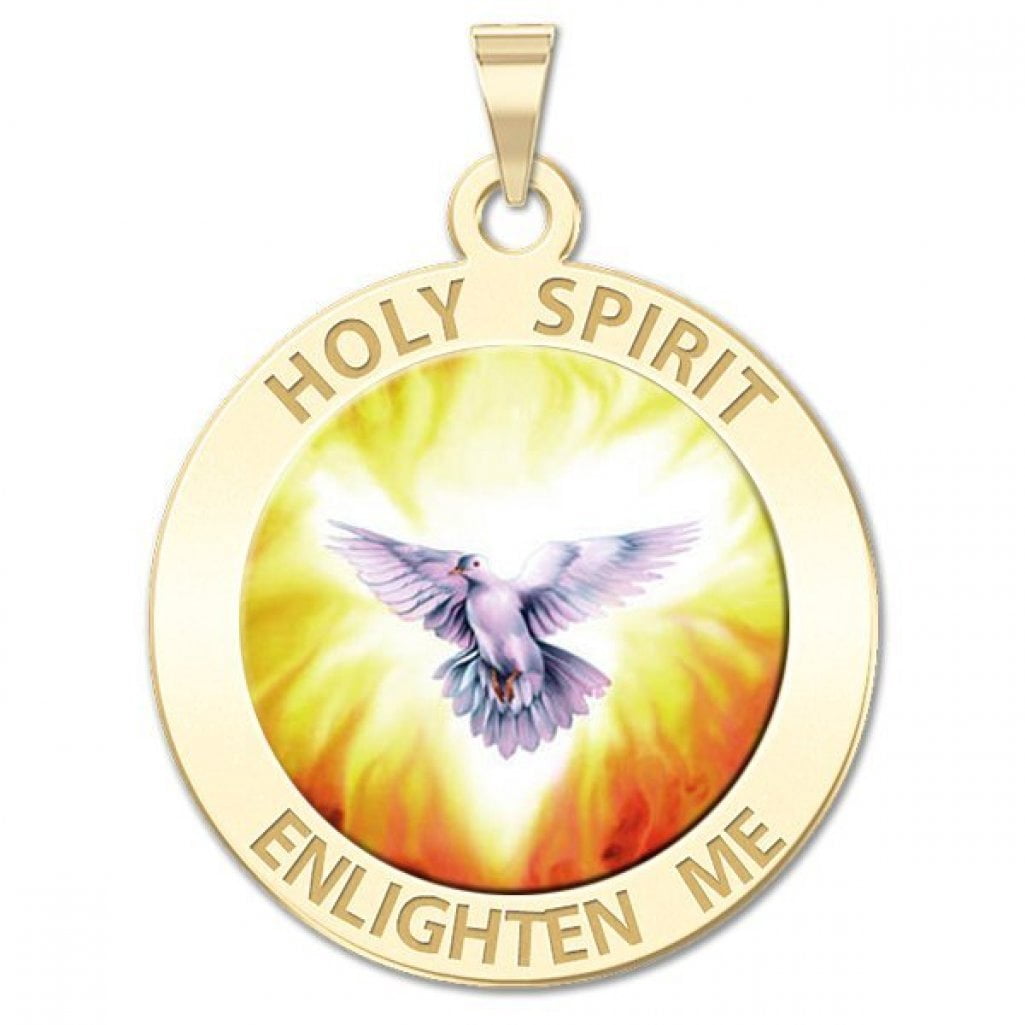 Holy Spirit Religious Medal Color - 2/3 Inch Size of Dime, Solid 14K ...