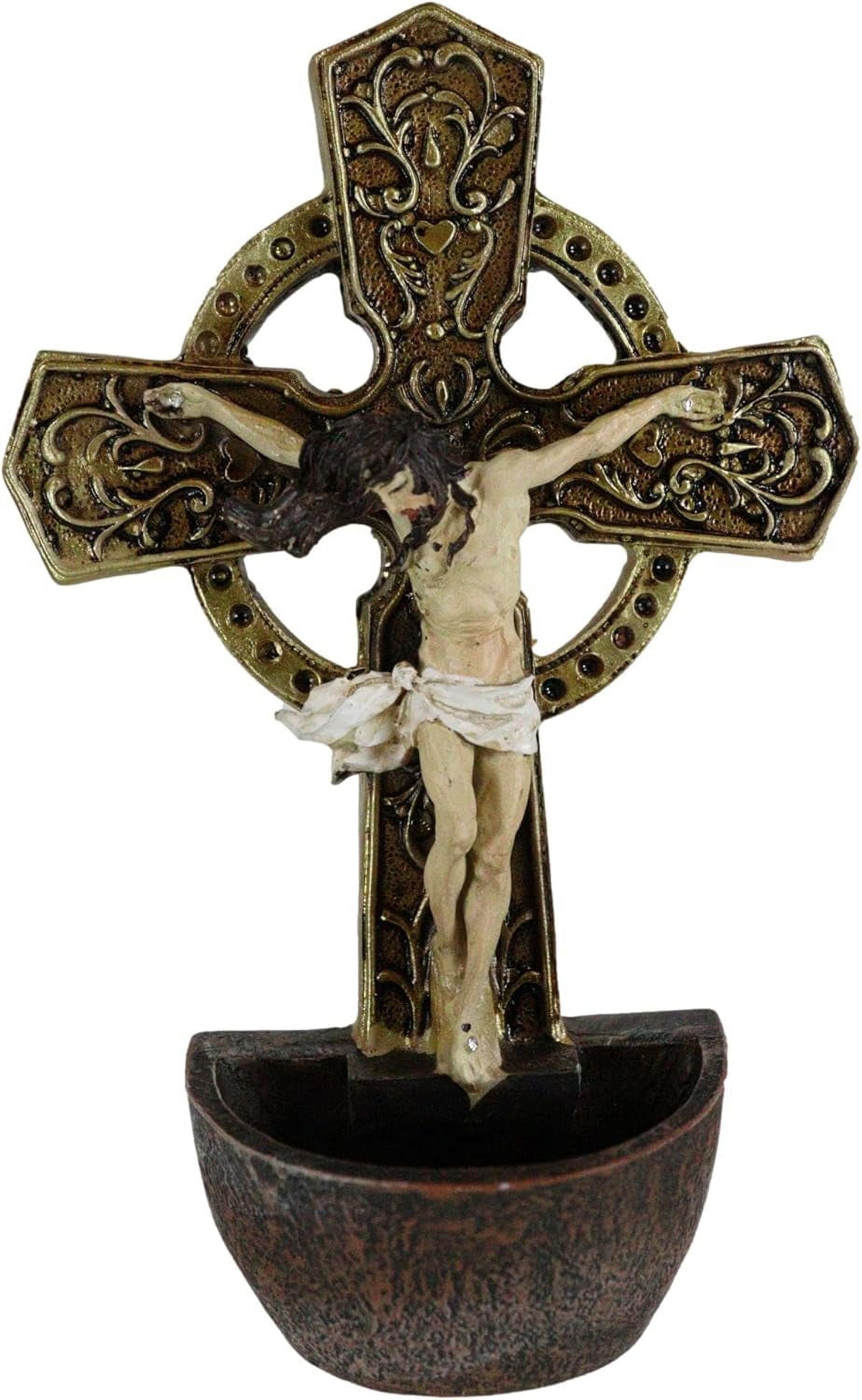 Holy Tuscany Scroll Cross Crucifix with Jesus Crucified Wall Mounted Or Desktop Dresser Plaque ...